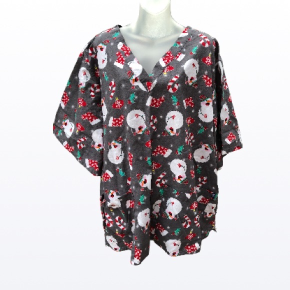 Tafford | Tops | Plus Size 5x Holiday Themed Snowman Scrub Uniform Top ...